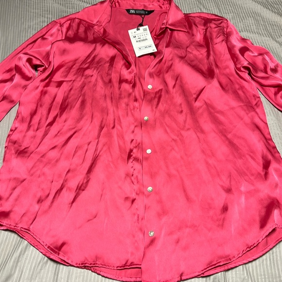 Zara | Tops | Pink Blouse | Poshmark